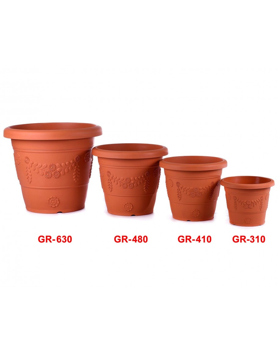 BABA GR Flower Design Plastic Pot